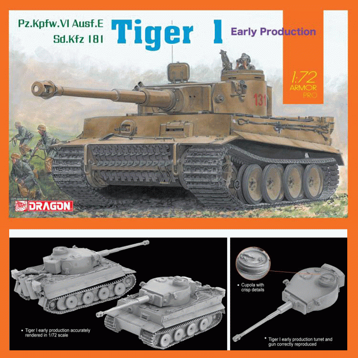 Dragon 7482 1/72 Pzkpfw Vl Ausf.E TigerI Early