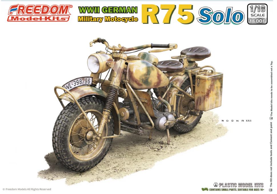 16006 1/16 WWII German BMW R75 Motorcycle Solo