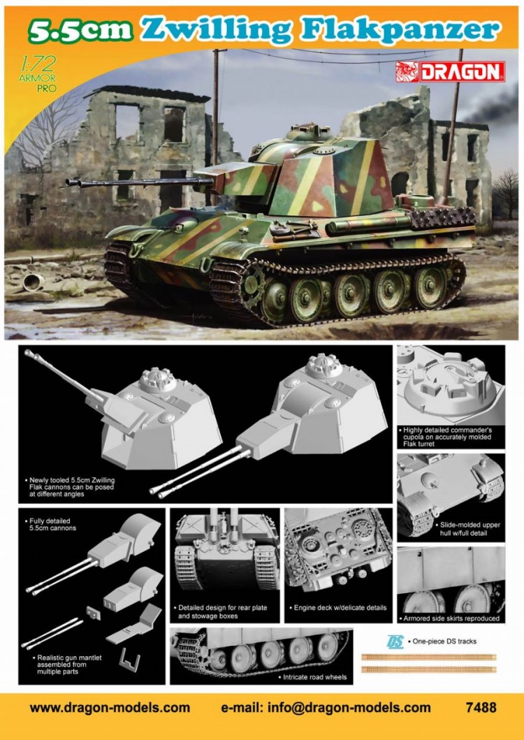 Dragon 7488 1/72 5.5cm Zwilling Flakpanzer