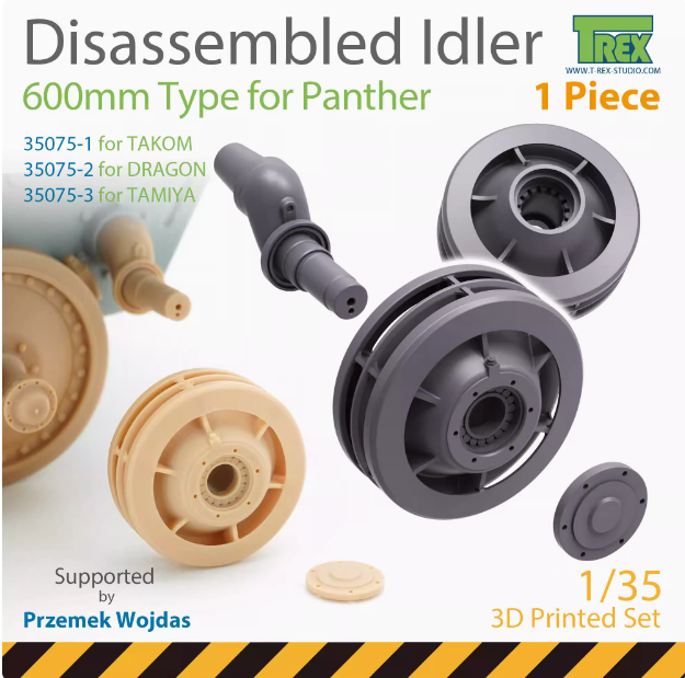 35075-1 1/35 Disassembled Idler 600mm Type for Panther (1 Piece) for Takom